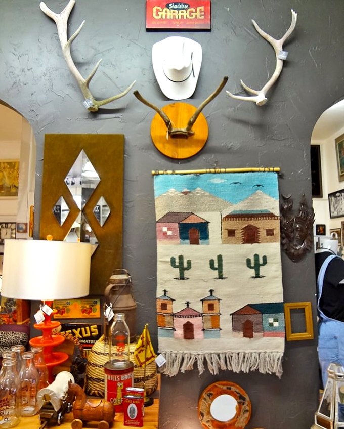 Where southwestern charm meets vintage collector's paradise. Those antlers aren't just decoration &ndash; they're conversation starters waiting to happen.