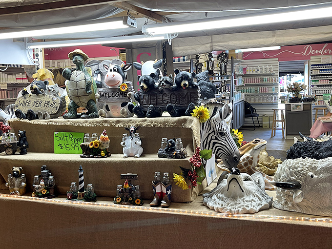 Welcome to the island of misfit figurines, where ceramic turtles, bears, and woodland creatures wait patiently for their forever homes.