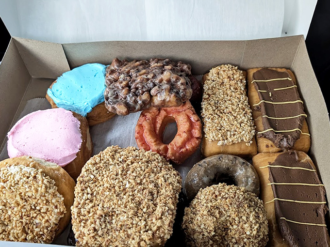 Behold the rainbow coalition of fried dough perfection that dreams are truly made of.