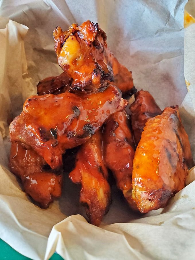 These barbeque wings aren't trying to be trendy or reinvent themselves&mdash;they're just gloriously sauced, perfectly smoked, and ready to make your fingers deliciously sticky.