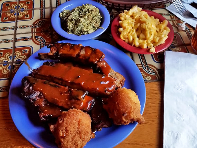 These ribs fall off the bone like autumn leaves, tender and perfectly seasoned for maximum satisfaction.