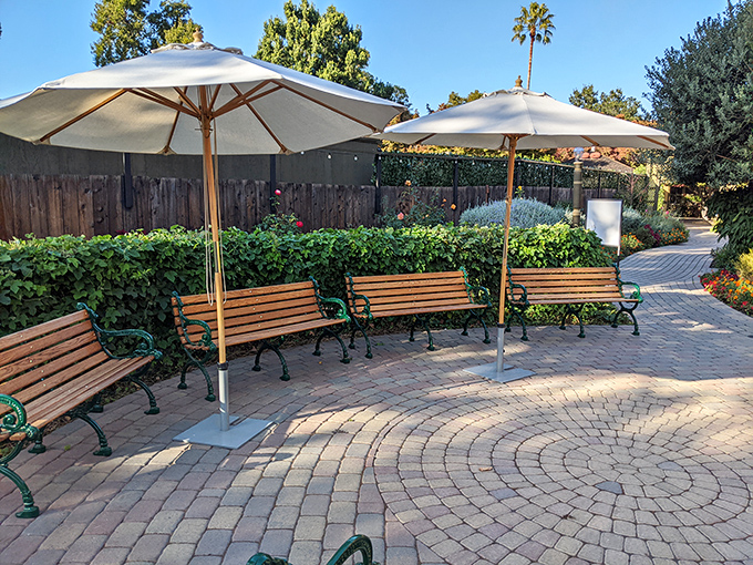 These benches provide the perfect spot to sit and process the delightful madness you've just experienced.