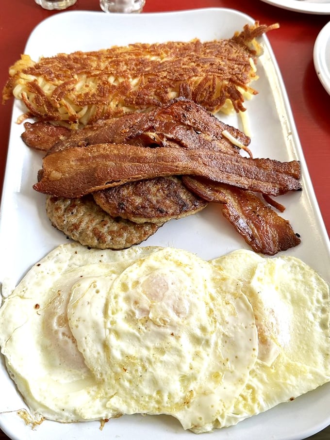 This plate could make a cardiologist weep, but your taste buds will sing hallelujah choruses.