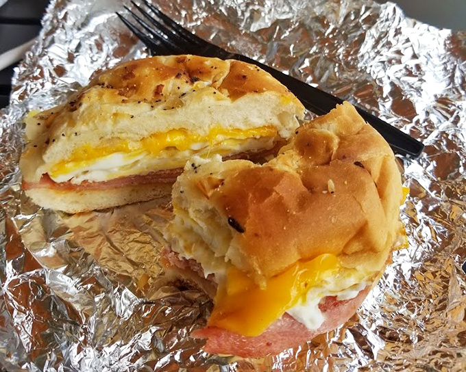 This breakfast sandwich doesn't just break the fast&mdash;it shatters it with melty cheese and perfectly cooked egg in a handheld flavor symphony.