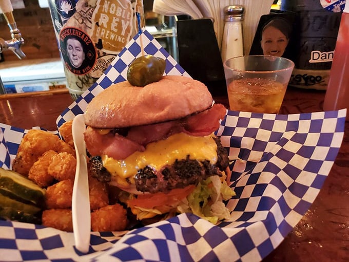 This isn't just a burger—it's edible architecture. The melty cheese cascading over that hand-formed patty is what dreams are made of.