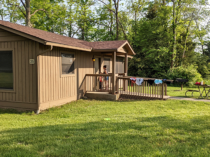 Rustic comfort awaits in these cozy park cabins. After a day of hiking, that little porch becomes the best seat in the Midwest.