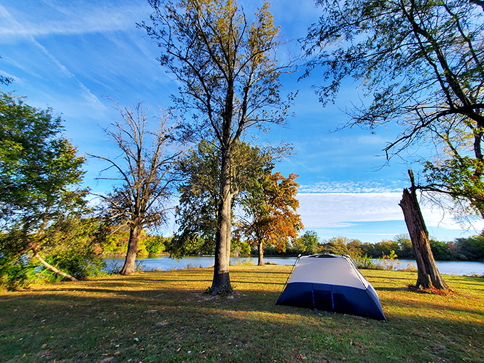Tent camping with million-dollar waterfront views. No reservation app needed for this slice of tranquility&mdash;just canvas, courage, and a cooler of cold ones.
