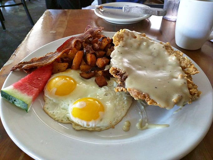Behold the legendary chicken fried steak that's been converting skeptics into believers one bite at a time.