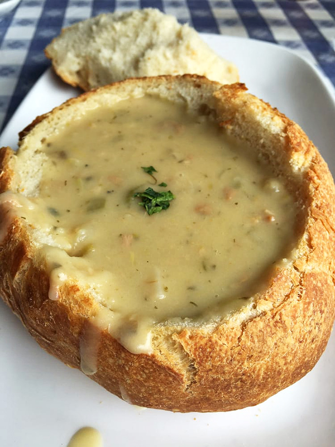 Bread bowls weren't invented for Instagram; they were created for this exact moment&mdash;when creamy clam chowder meets sourdough perfection.