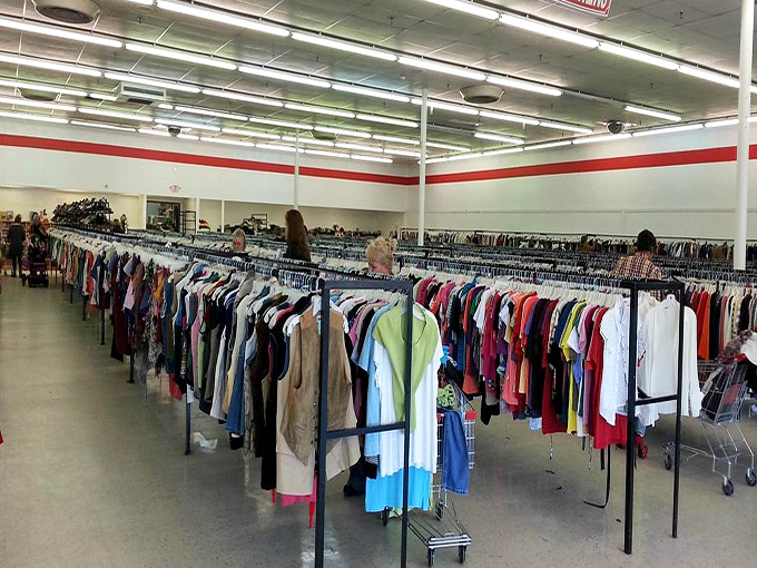 Endless rows of clothing tell a thousand stories; each hanger potentially holds your next favorite outfit waiting to be discovered.