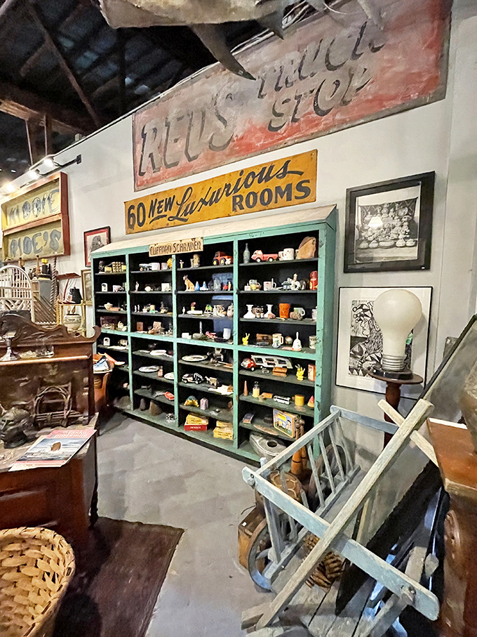 Vintage signs and shelves bursting with curiosities &ndash; like a museum where everything has a price tag and a story.