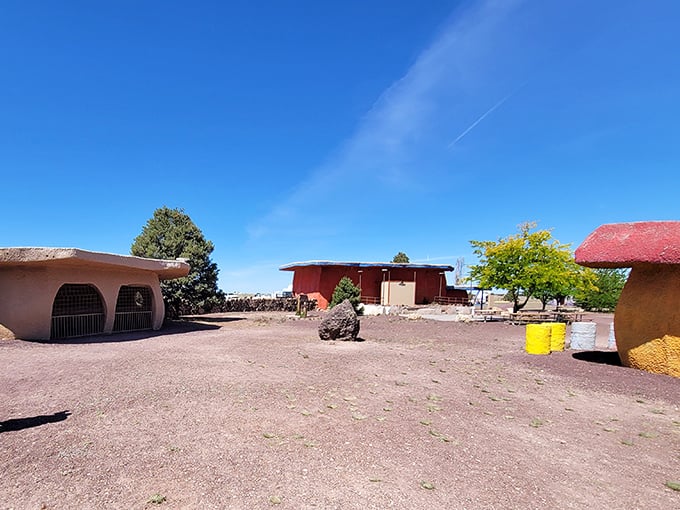 The desert compound looks like what might happen if "The Flintstones" production designers were given free rein in Arizona.