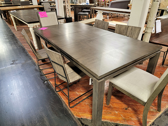 This dining set has hosted more family arguments than Thanksgiving dinner, and it's ready for yours too.