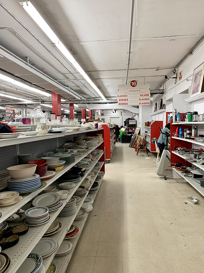 Dishes from every era create an inadvertent museum of American dining history. That floral pattern? Straight from your grandmother's Sunday dinners.