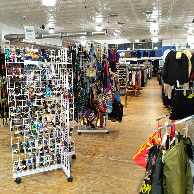A wonderland of accessories awaits the eagle-eyed shopper. That perfect pair of vintage sunglasses? They're hiding somewhere in this glorious chaos.