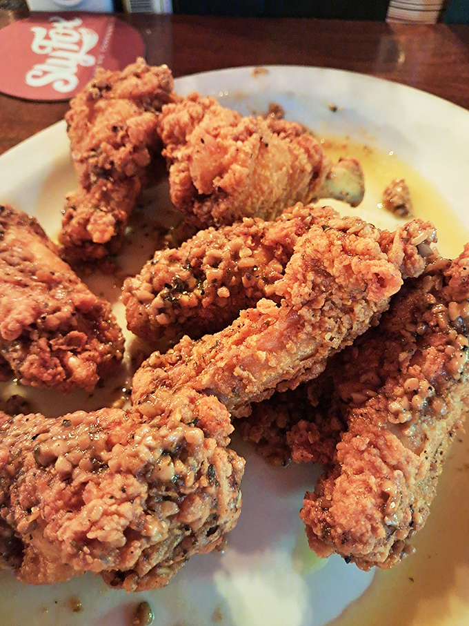 Golden-brown perfection that Colonel Sanders would salute &ndash; these crispy fried chicken pieces aren't just cooked, they're transformed into crunchy vessels of joy.