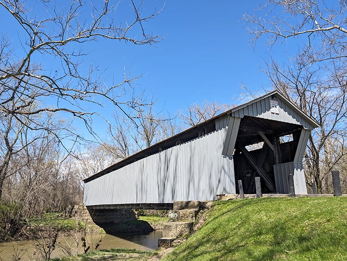 This picturesque covered bridge near Canal Winchester isn't just Instagram-worthy&mdash;it's a genuine connection to the area's transportation history.