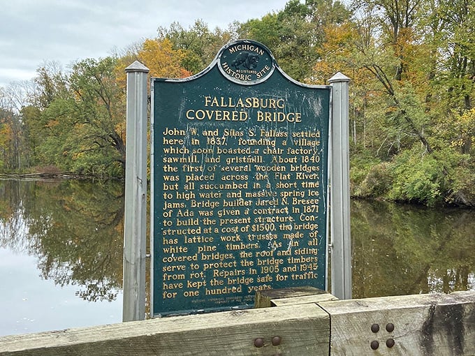 History isn't just preserved here&mdash;it's explained! This Michigan Historic Site marker reveals the bridge's fascinating past to curious visitors.