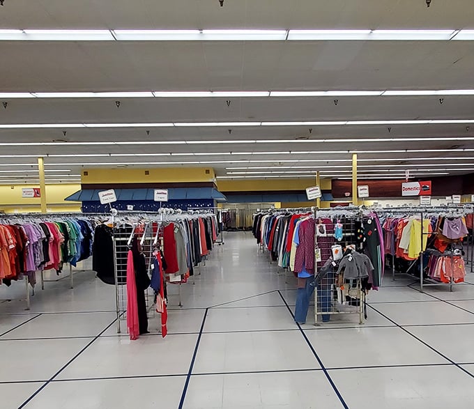 Racks upon racks of possibility. In this sea of clothing, your next favorite outfit is playing an elaborate game of hide-and-seek.