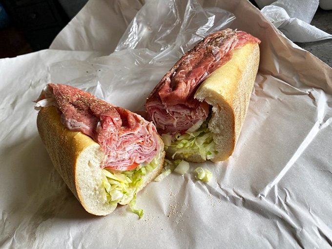 Behold the architectural marvel that is Lorenzo's Italian hoagie. Those perfectly layered meats aren't just ingredients&mdash;they're a commitment to sandwich perfection.