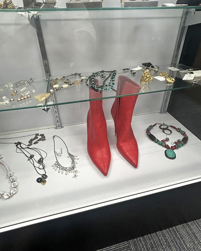 Red boots and vintage jewelry displayed like museum pieces&mdash;except here, you can actually take them home without setting off alarms.