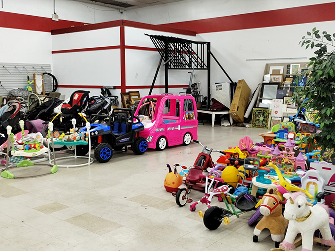 Childhood nostalgia on wheels! This toy section could single-handedly populate a daycare center or resurrect memories of Christmas mornings past.