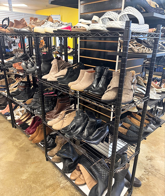 Boot boulevard! Where leather Chelsea boots and suede ankle booties live harmoniously, waiting for their Cinderella moment.
