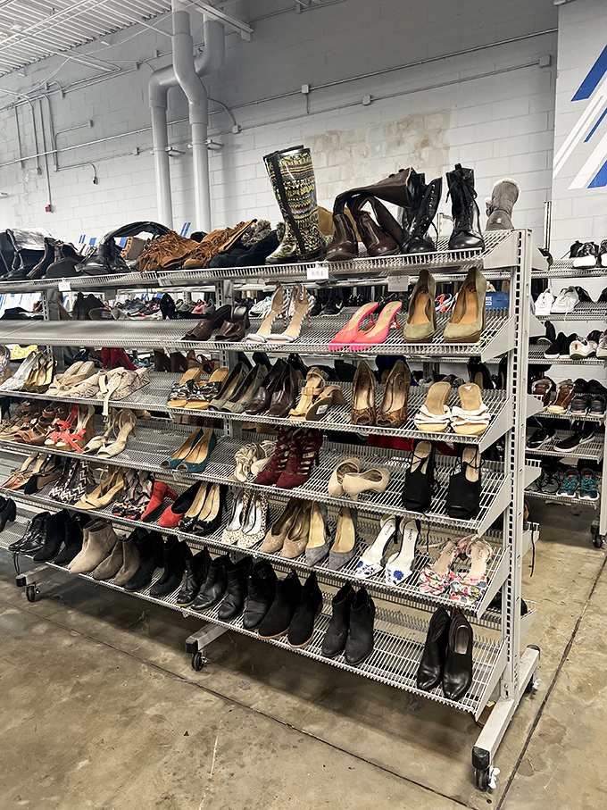 Shoe heaven exists, and it's organized by size. From barely-worn stilettos to practical flats, each pair waits for its Cinderella moment.