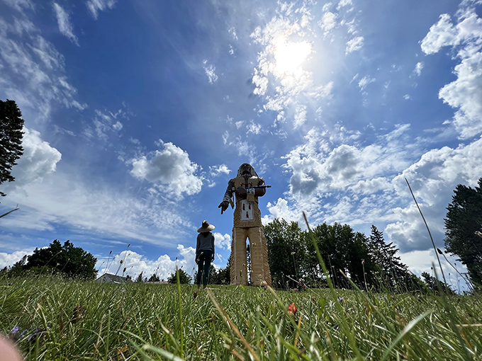 Perspective check! Standing beneath Hiawatha makes even the tallest visitor feel like they've accidentally wandered into the set of "Honey, I Shrunk the Kids."