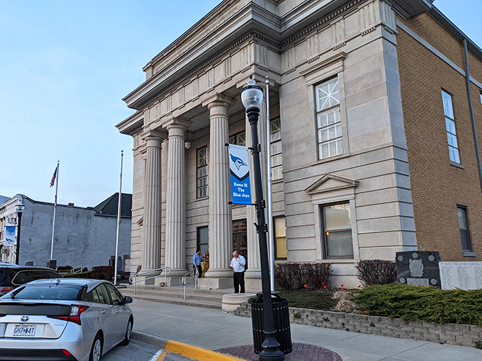 This isn't just a building with columns &ndash; it's Rock Port's heart, where community decisions have been made for generations under that imposing classical facade.