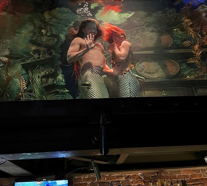 "Just another day at the office," thinks this professional mermaid, whose commute involves swimming rather than sitting in traffic.