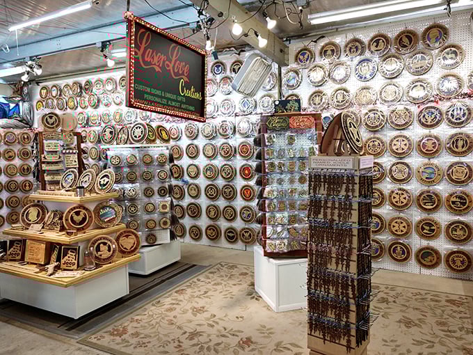 Hundreds of decorative plates create a mesmerizing wall that would make any grandmother's china cabinet jealous.