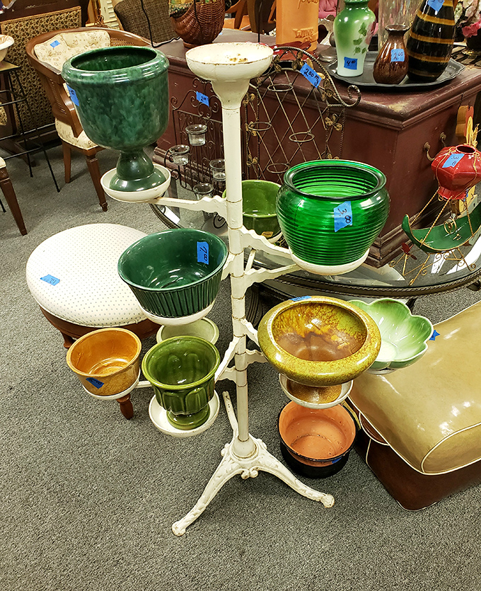 A garden of ceramic possibilities blooms indoors. These vintage planters and pots are ready to give your houseplants a stylish new home.