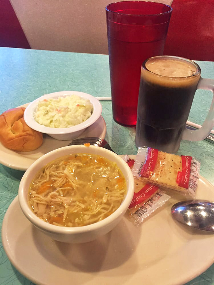Nothing complements homemade chicken noodle soup like a frosty mug of root beer and a side of nostalgia.