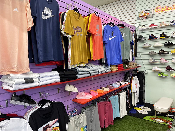 Sportswear heaven with a side of nostalgia. These branded tees and athletic gear would make even my high school gym teacher look stylish.