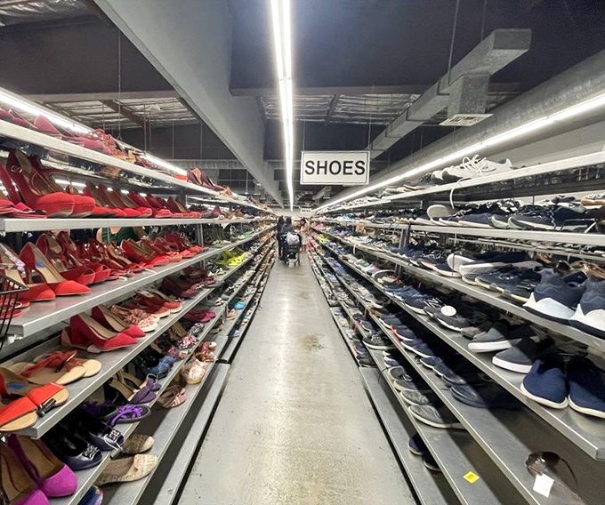The Sistine Chapel of secondhand footwear. Left side for those who want to make a statement, right side for those who need to walk afterward.