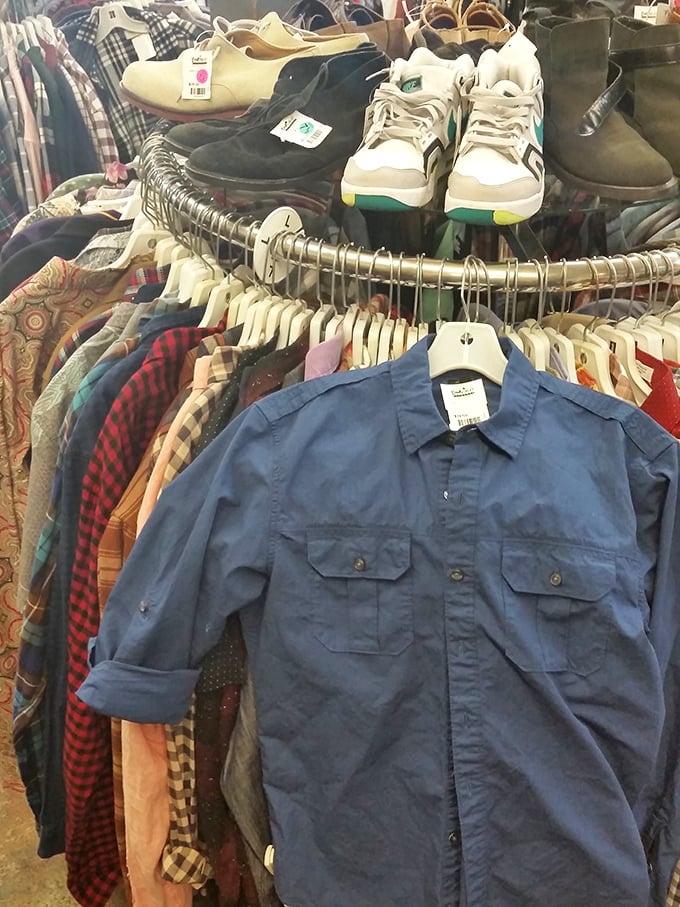 Fashion archaeology at its finest: unearthed treasures include vintage plaid shirts and sneakers with stories to tell.