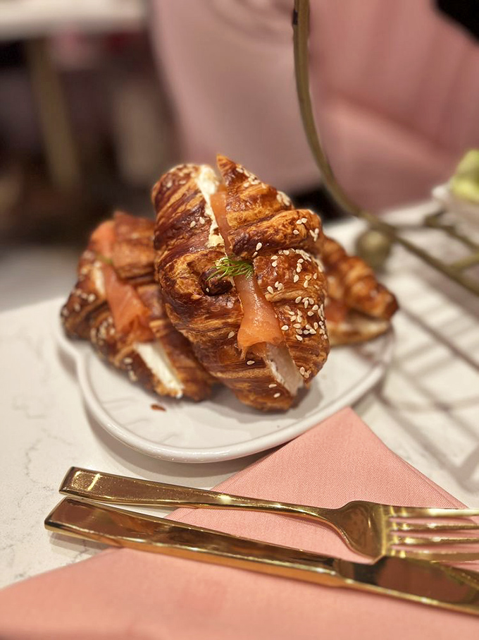 These aren't just pretzel croissants – they're architectural marvels of flaky perfection, where smoked salmon finds its happiest home. Golden utensils required.