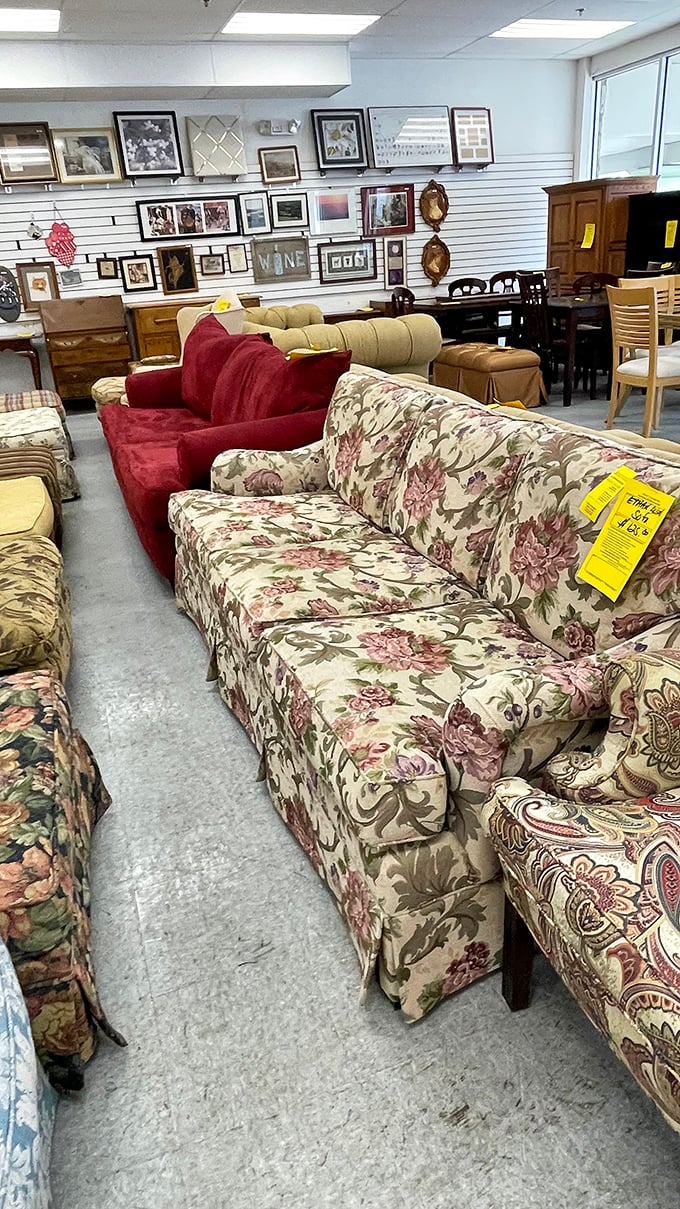 Floral patterns that have come full circle from grandma's house to Brooklyn hipster apartments, all waiting for their second act in your living room.