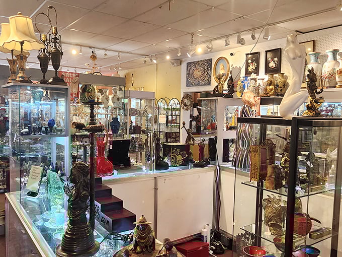 Where else can you find elegant statuary, sparkling glassware, and vintage collectibles all having a sophisticated conversation without saying a word?