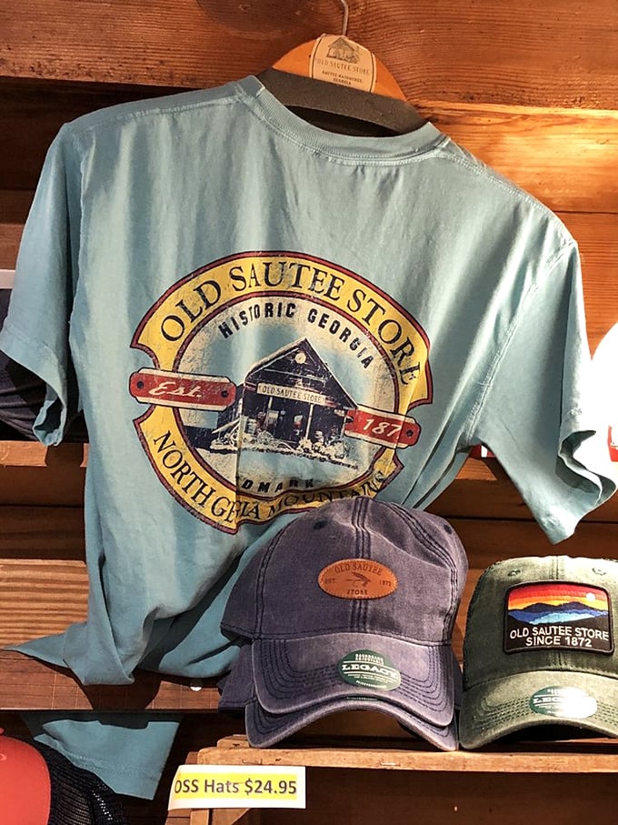 Souvenirs that actually tell a story! These aren't your gas station tchotchkes&mdash;each shirt and cap is a wearable postcard from Georgia's mountain heritage.