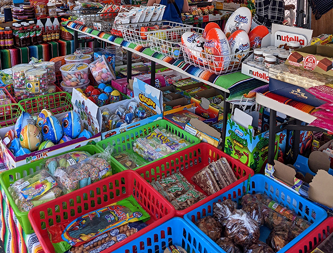 Snack paradise! From Nutella treats to Mexican candies, this stall is where diet resolutions go to die gloriously and deliciously.