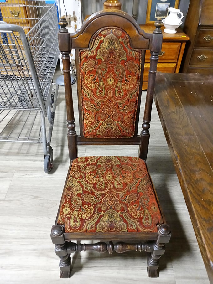 This ornate chair isn't just furniture&mdash;it's time travel. Imagine the dinner parties it's witnessed, the conversations it's held, all for less than a fancy restaurant meal.