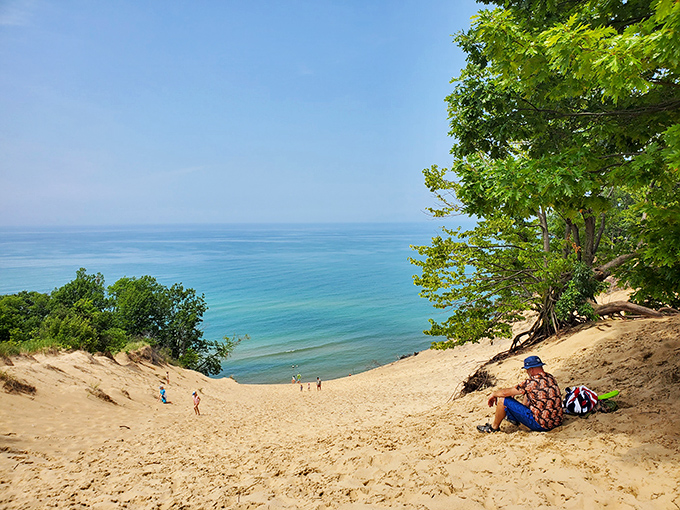 The ultimate stadium seating. From this sandy perch, visitors enjoy the greatest show on earth: the ever-changing face of Lake Michigan.