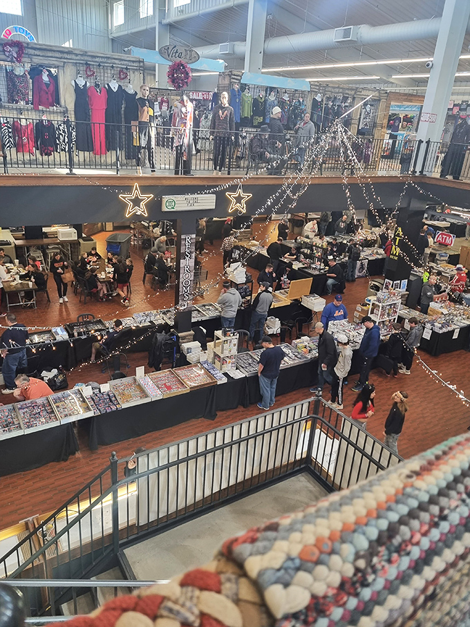 From the balcony view, the marketplace buzzes with the beautiful chaos of commerce&mdash;a two-story testament to America's love of stuff and stories.