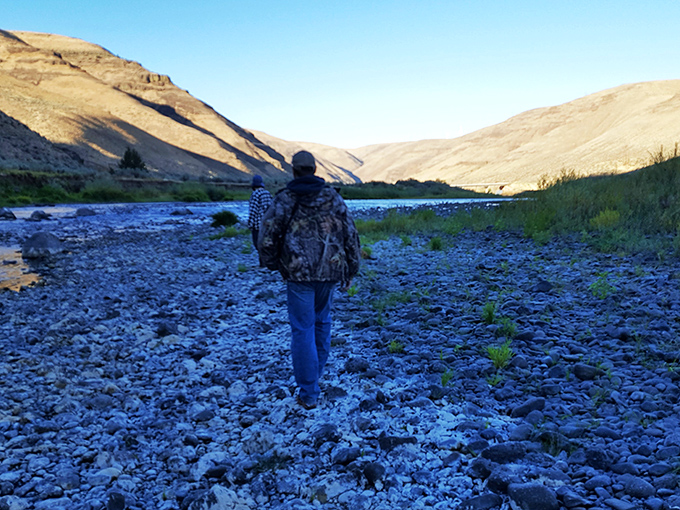 Wandering along the riverbed where time slows down and footprints tell stories of explorers seeking solitude.
