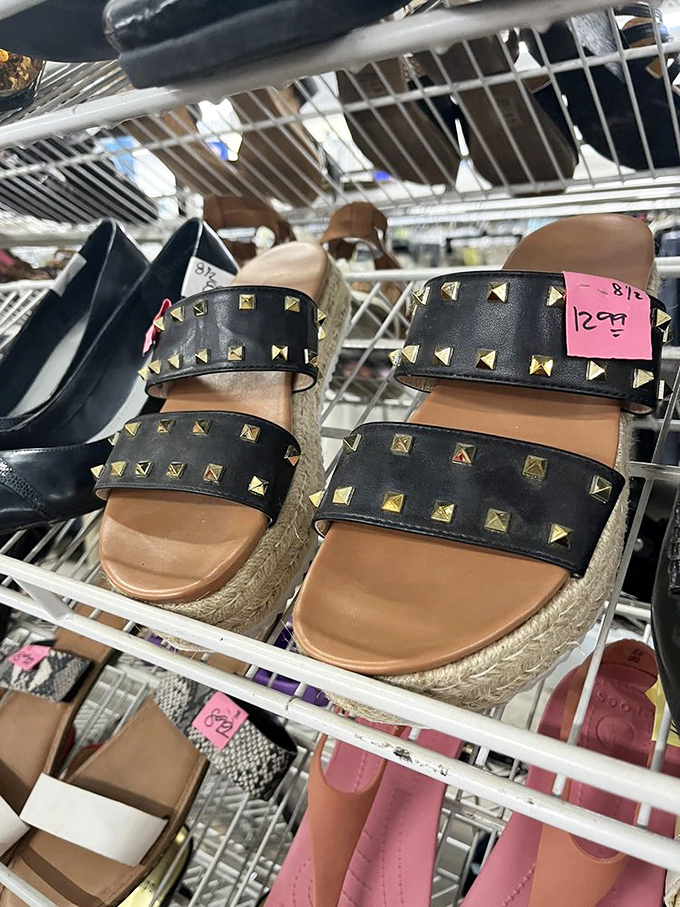 These studded platform sandals are just waiting for their second act. Someone's "what was I thinking?" purchase becomes your summer fashion statement.