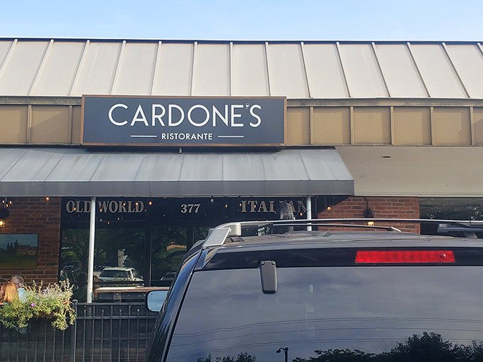 Elegant simplicity that whispers rather than shouts. Cardone's understated signage is the culinary equivalent of a confident handshake.