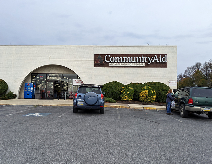 Community Aid's distinctive arched entrance invites you into a world of possibilities. Thrifting with purpose never looked so good!