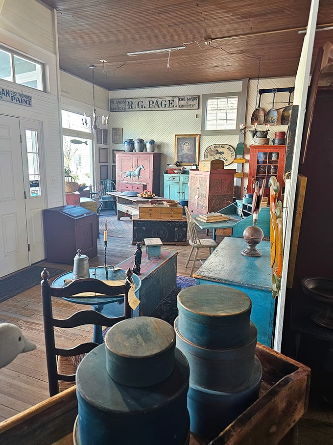 Country Treasures lives in this unassuming building where rural charm meets historical significance. Simple outside, magical inside!